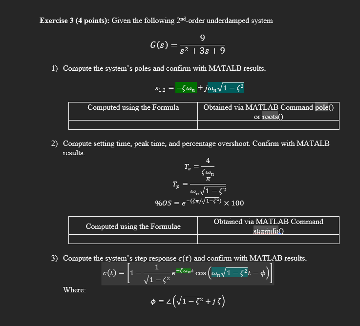 Solved Exercise 3 (4 points): Given the following 2nd -order | Chegg.com Solved Exercise 3 (4 points): Given the following 2nd -order | Chegg.com