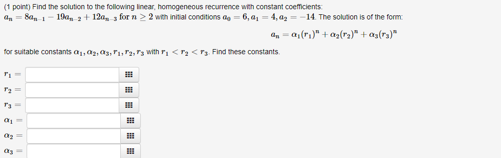Solved (1 point) Find the solution to the following linear, | Chegg.com
