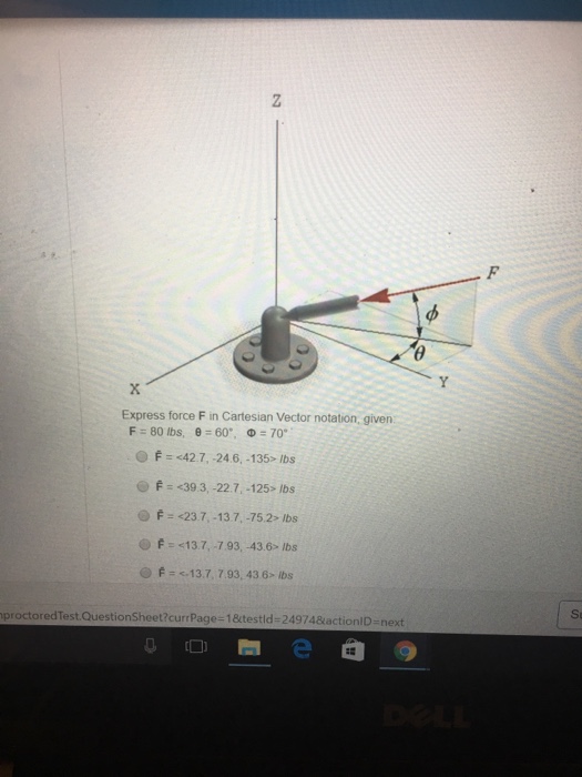 Solved Express force F in Cartesian Vector notation, given | Chegg.com