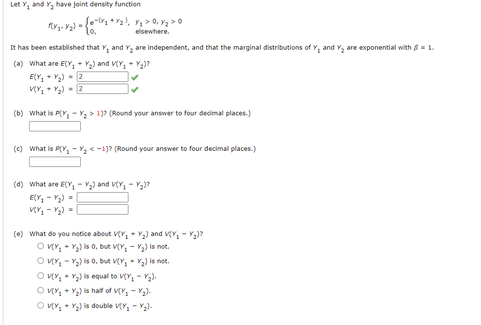 Solved Let Y1 and Y2 have joint density function | Chegg.com