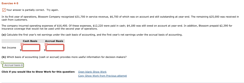 Solved Exercise 4-5 Your answer is partially correct. Try | Chegg.com