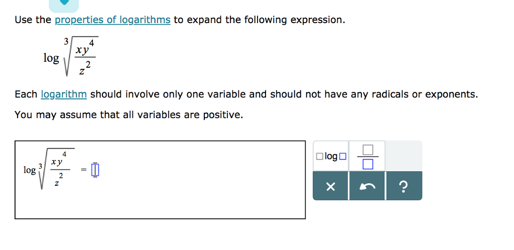 Solved Use the properties of logarithms to expand the | Chegg.com