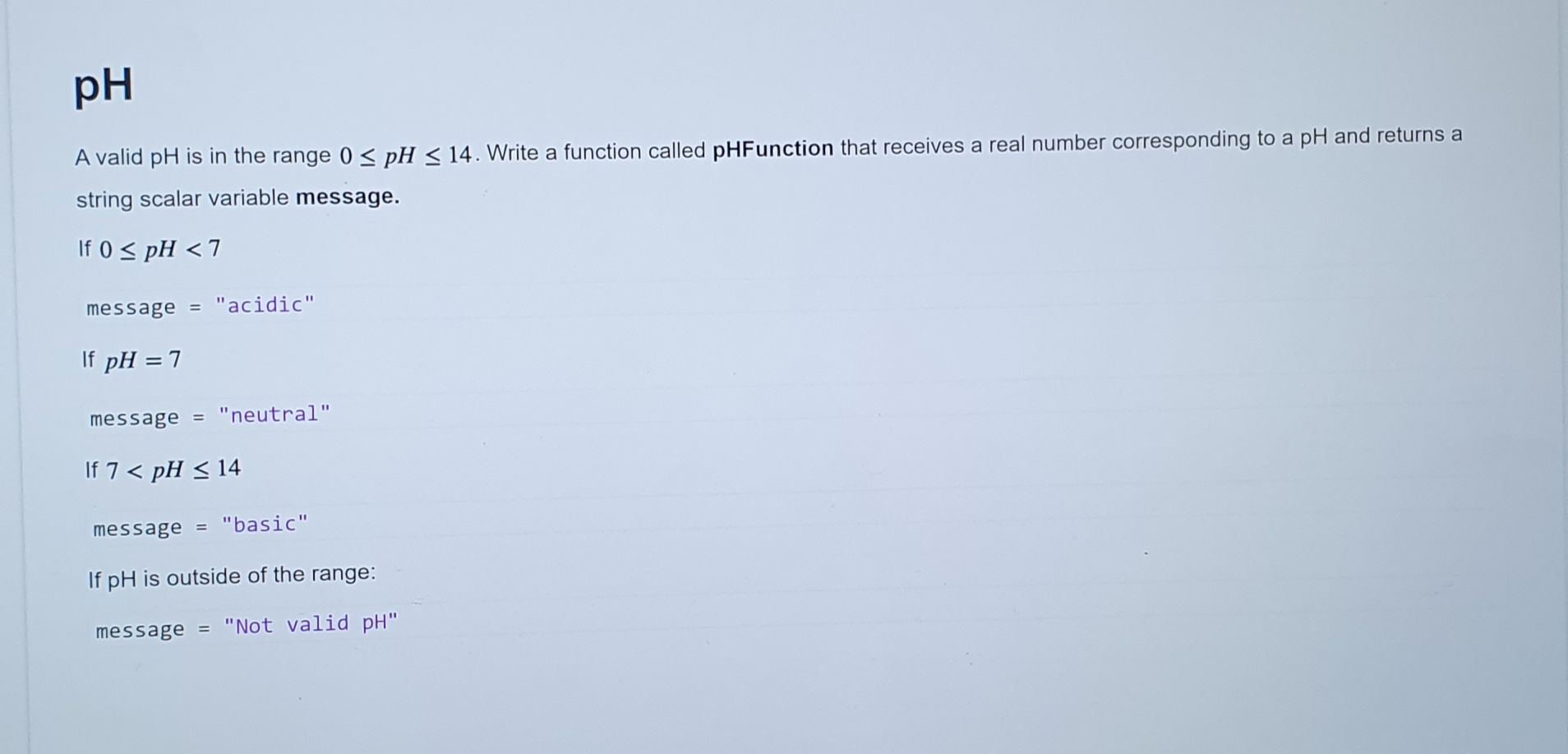Solved p/H A valid pH is in the range 0