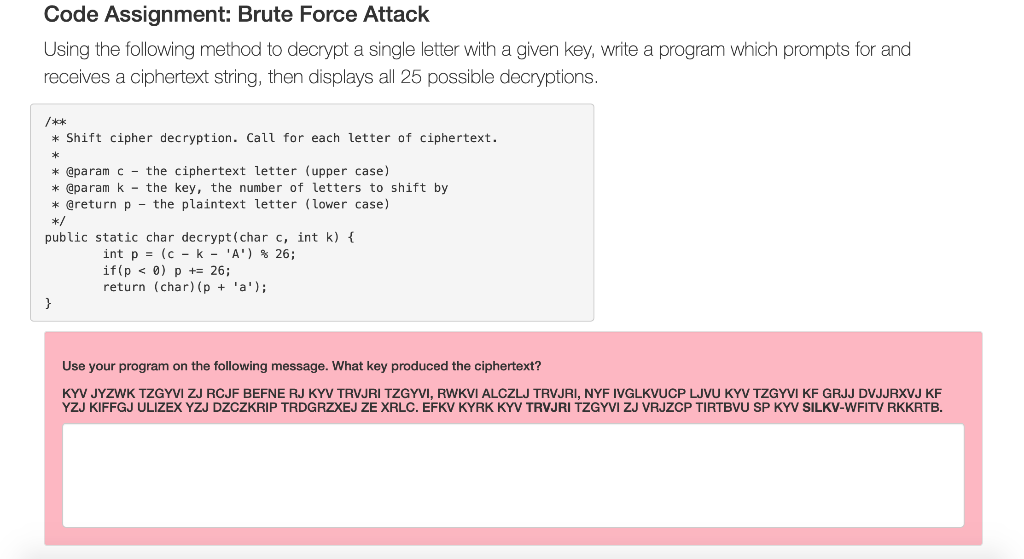 Code Assignment: Brute Force Attack Using the | Chegg.com