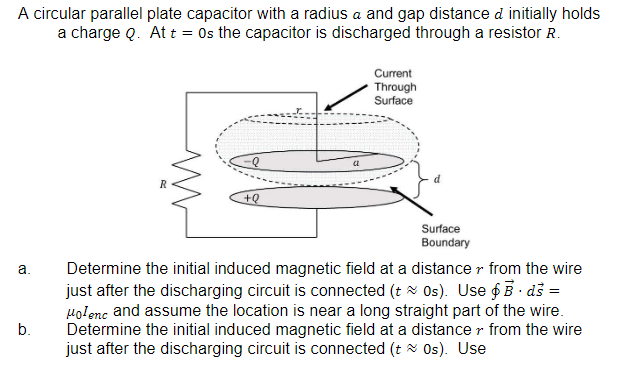 Solved A circular parallel plate capacitor with a radius a | Chegg.com