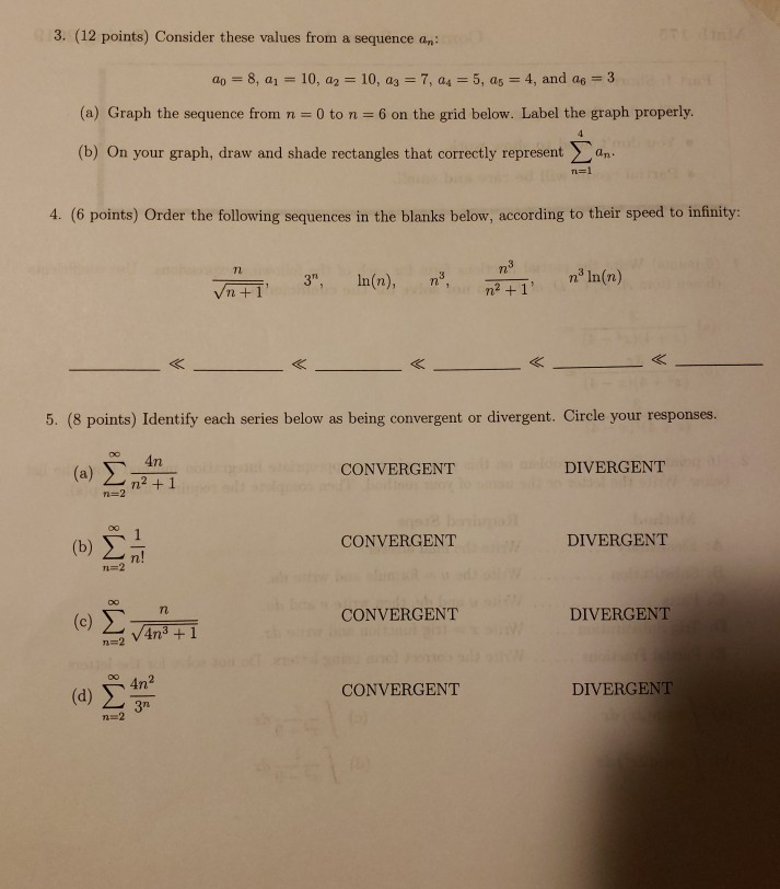 Solved 3. (12 points) Consider these values from a sequence | Chegg.com