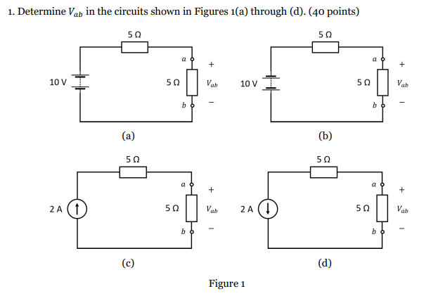 Solved 1. Determine Vab in the circuits shown in Figures | Chegg.com