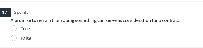 Solved 2 points A promise to refrain from doing something | Chegg.com