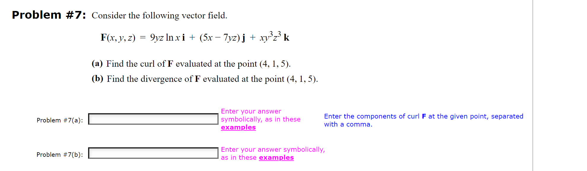 Problem # 7: Consider the following vector | Chegg.com
