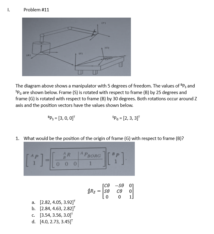 Solved Problem \#11 The diagram above shows a manipulator | Chegg.com