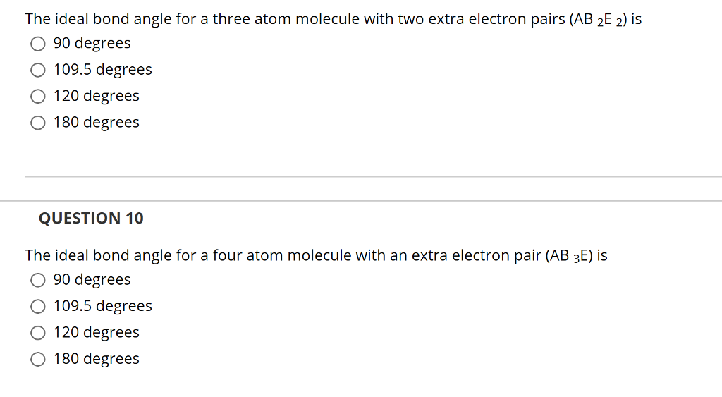 Solved The ideal bond angle for a three atom molecule with | Chegg.com