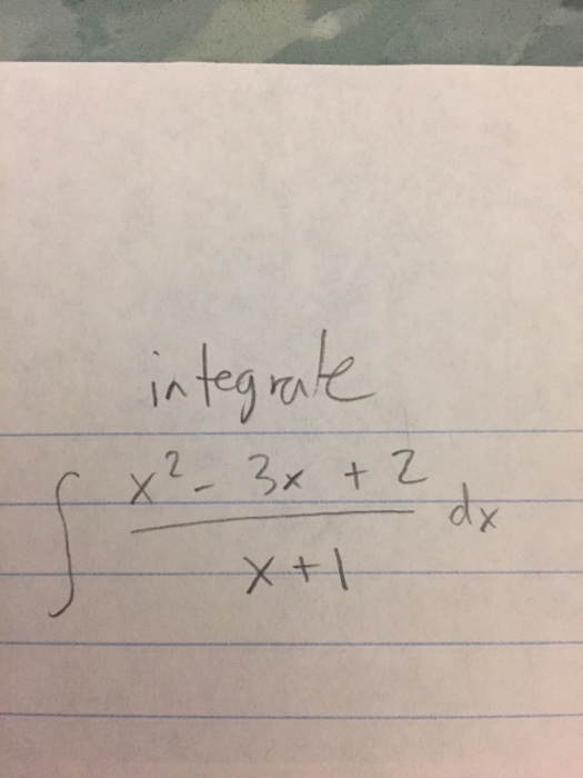Solved Integrate integral x^2 - 3x + 2/x + 1 dx | Chegg.com