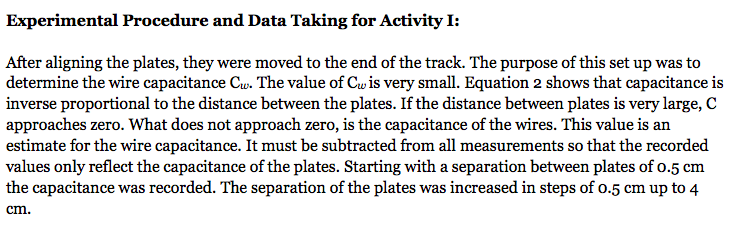 Solved Experimental Procedure and Data Taking for Activity | Chegg.com