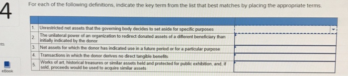 Solved For each of the following definitions, indicate the | Chegg.com