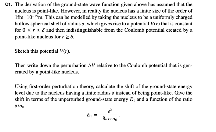 Solved 1 V100 312 V e-r/20 ao Q1. The derivation of the | Chegg.com