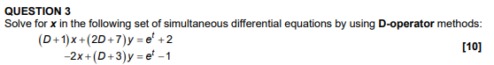 Solved Solve for x in the following set of simultaneous | Chegg.com