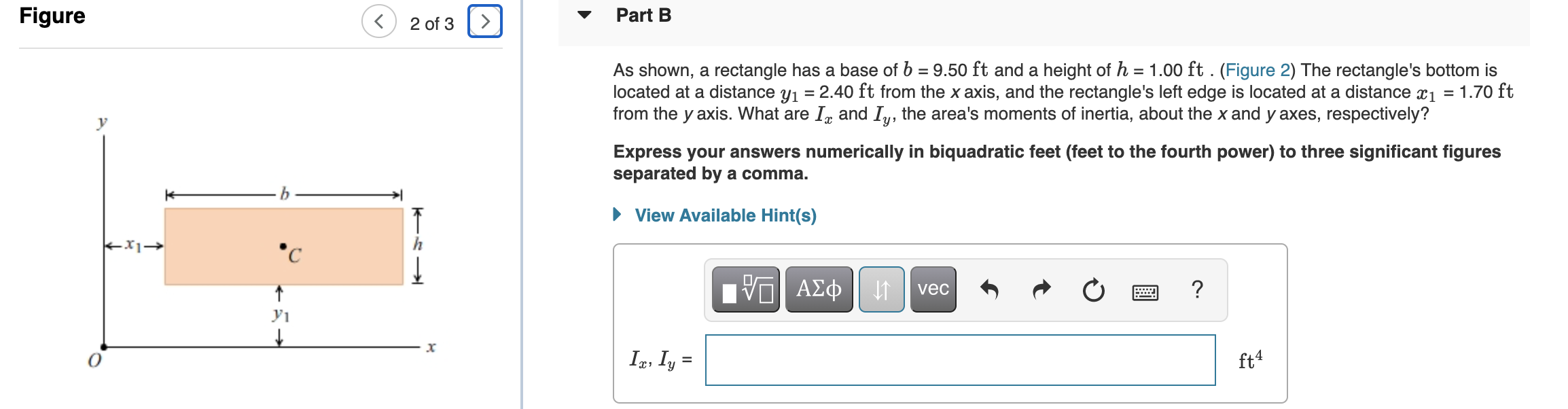 Solved Figure 2 of 3 Part B > y As shown, a rectangle has a | Chegg.com