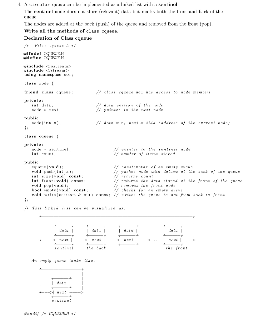 4. A circular queue can be implemented as a linked | Chegg.com