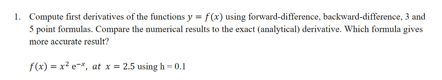Solved Compute first derivatives of the functions y=f(x) | Chegg.com