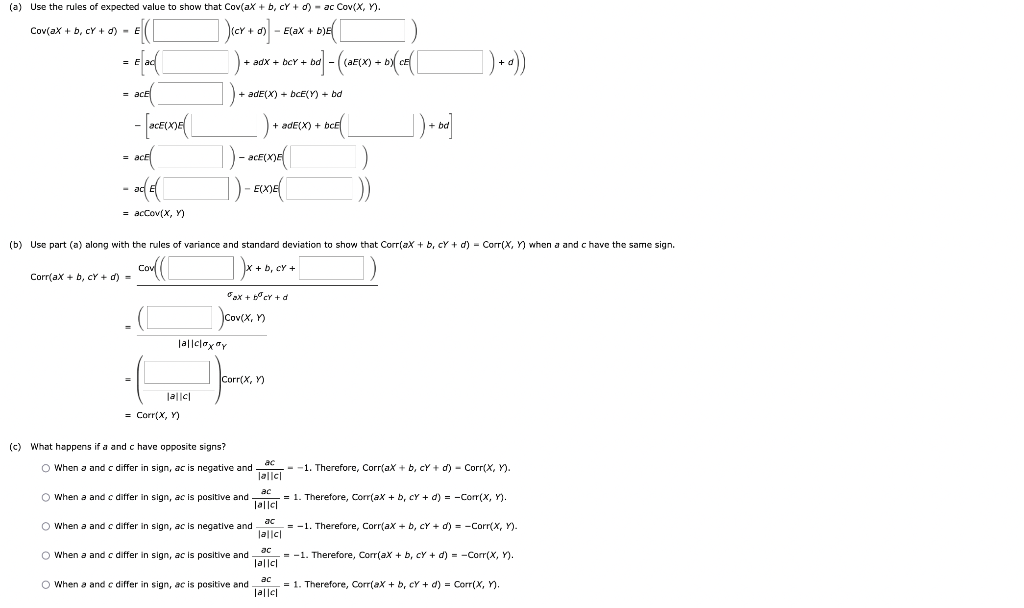 Solved (a) Use the rules of expected value to show that | Chegg.com