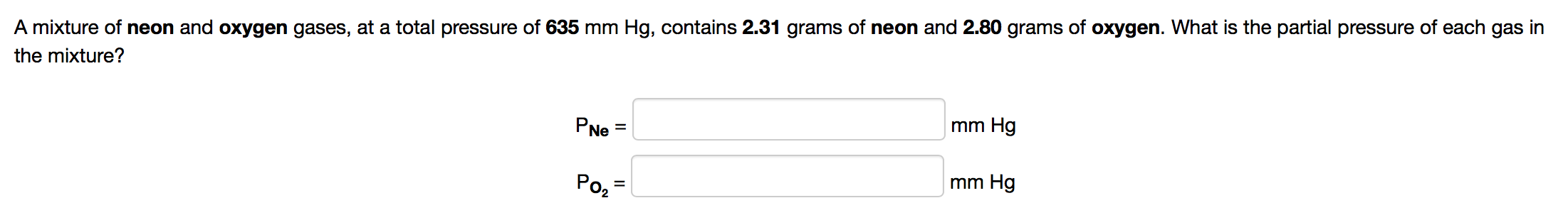 Solved A mixture of neon and oxygen gases, at a total | Chegg.com