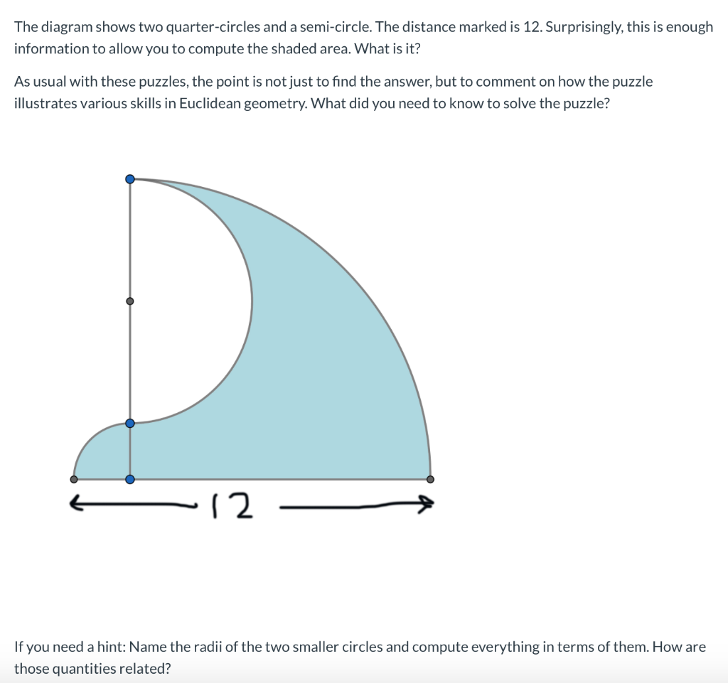 Solved The diagram shows two quarter-circles and a | Chegg.com