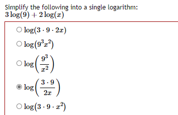 Solved Simplify the following into a single logarithm: | Chegg.com