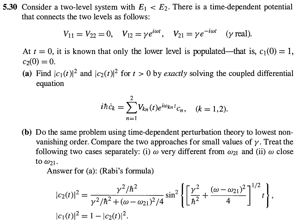 Solved 30 Consider a two-level system with E1 | Chegg.com
