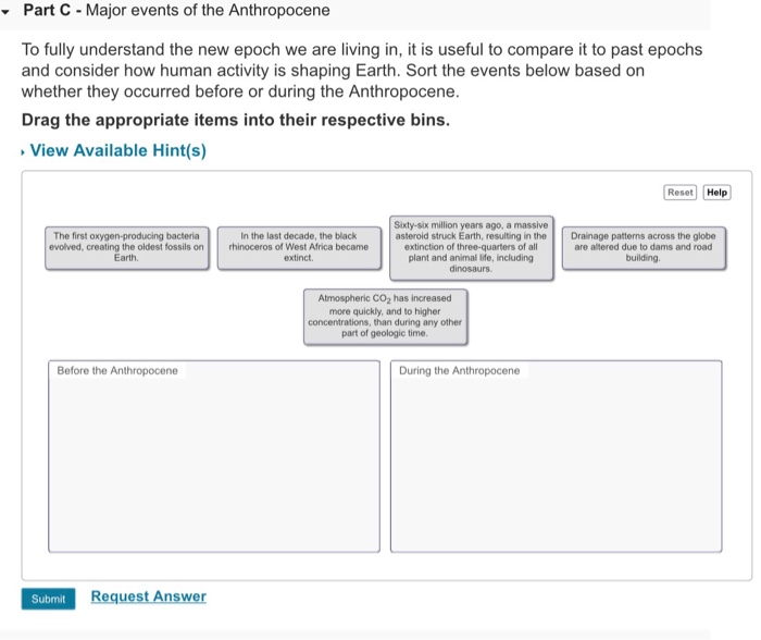 Solved Part C-Major events of the Anthropocene To fully | Chegg.com Solved Part C-Major events of the Anthropocene To fully | Chegg.com