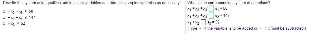 Solved Rewrite the system of inequalities, adding slack | Chegg.com