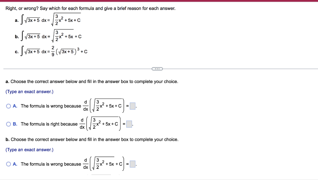 Solved Right, or wrong? Say which for each formula and give | Chegg.com