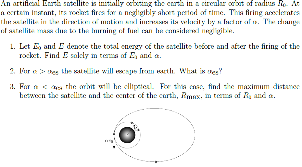 Solved An Artificial Earth Satellite Is Initially Orbiting