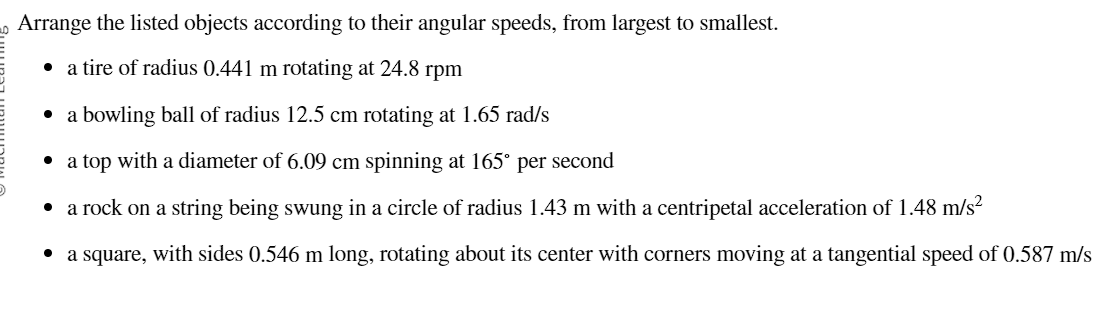 Solved Arrange the listed objects according to their angular | Chegg.com