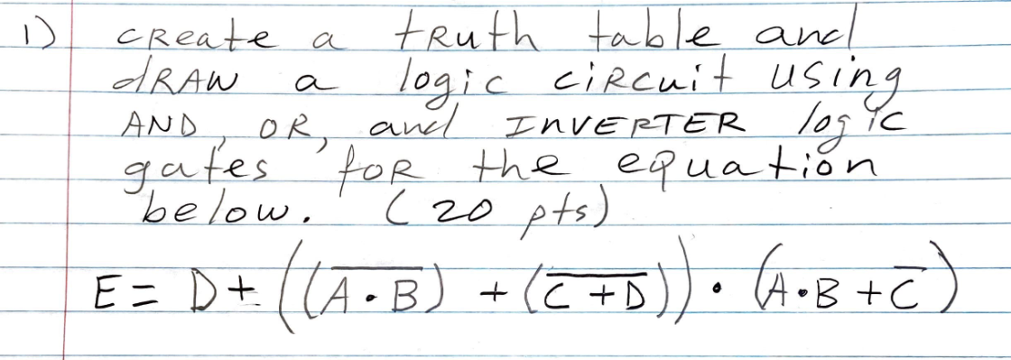 Solved 1) create a truth table and dRAW a logic ciRcuit | Chegg.com