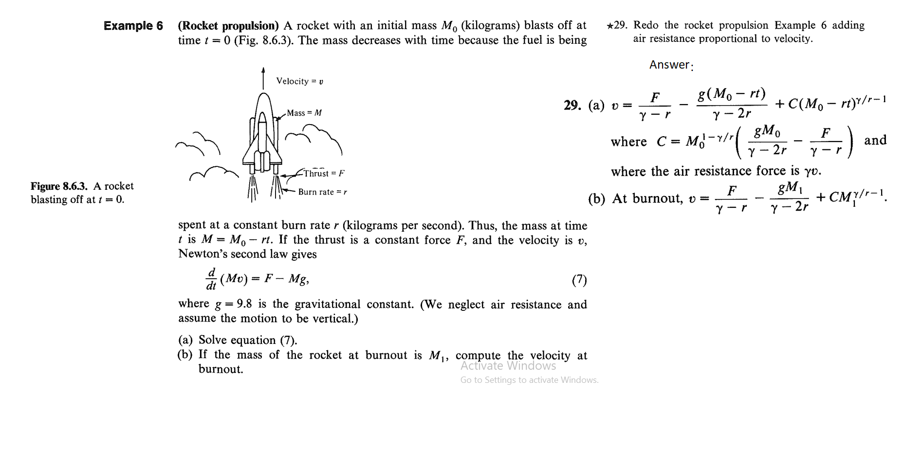 Solved Example 6 (Rocket propulsion) A rocket with an | Chegg.com