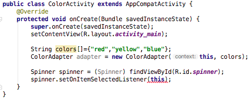 Solved public class ColorActivity extends AppCompatActivity | Chegg.com