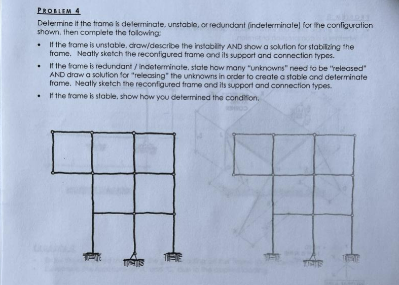 Solved PROBLEM 4 Determine if the frame is determinate, | Chegg.com