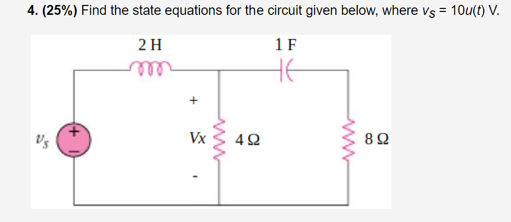 Solved 4. (25%) Find the state equations for the circuit | Chegg.com