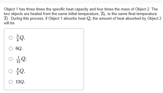 Solved Object 1 Has Three Times The Specific Heat Capacity