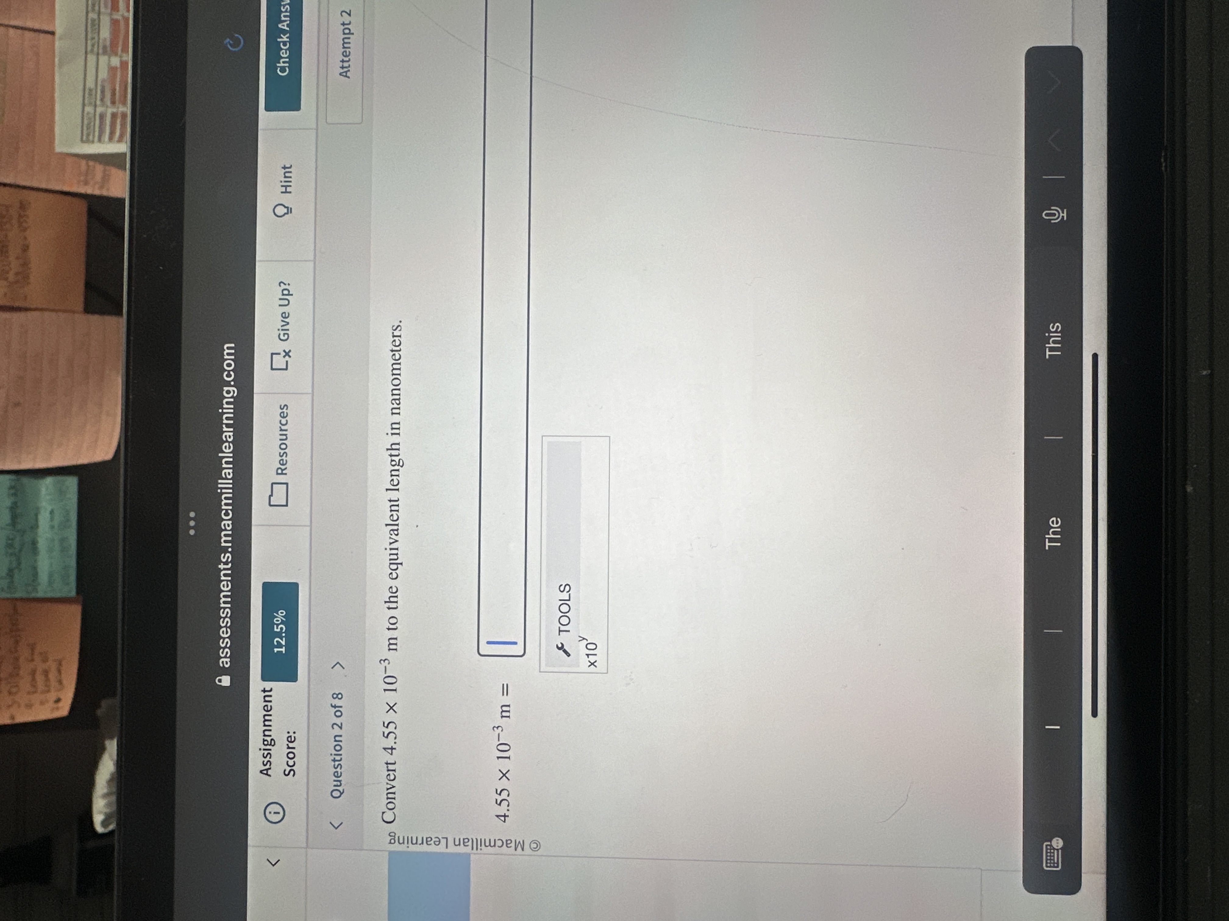 Solved an Convert 4.55×10-3m ﻿to the equivalent length in | Chegg.com