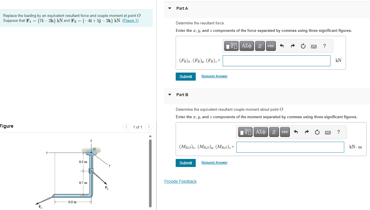 Solved Part AReplace the loading by an equivalent resultant | Chegg.com