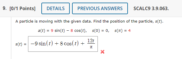Solved 9. [0/1 Points] DETAILS PREVIOUS ANSWERS SCALC9 | Chegg.com