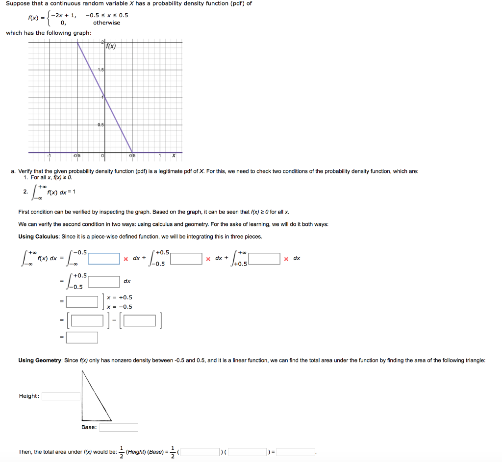 Solved Suppose That A Continuous Random Variable X Has A 1320