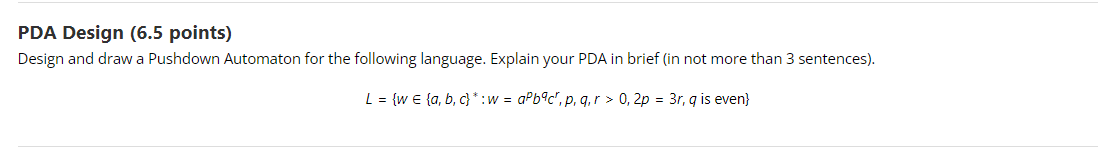 Solved PDA Design (6.5 points) Design and draw a Pushdown | Chegg.com