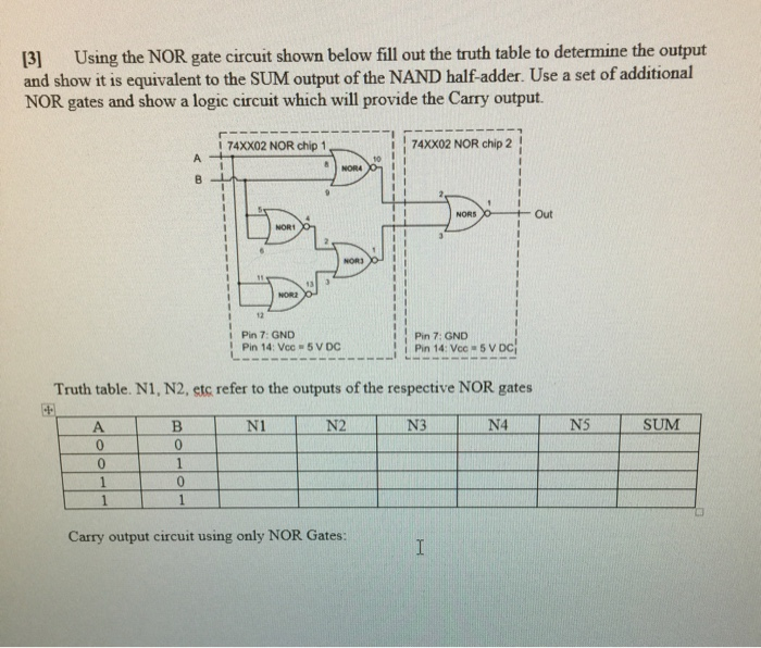 Solved 13] Using the NOR gate circuit shown below fill out | Chegg.com