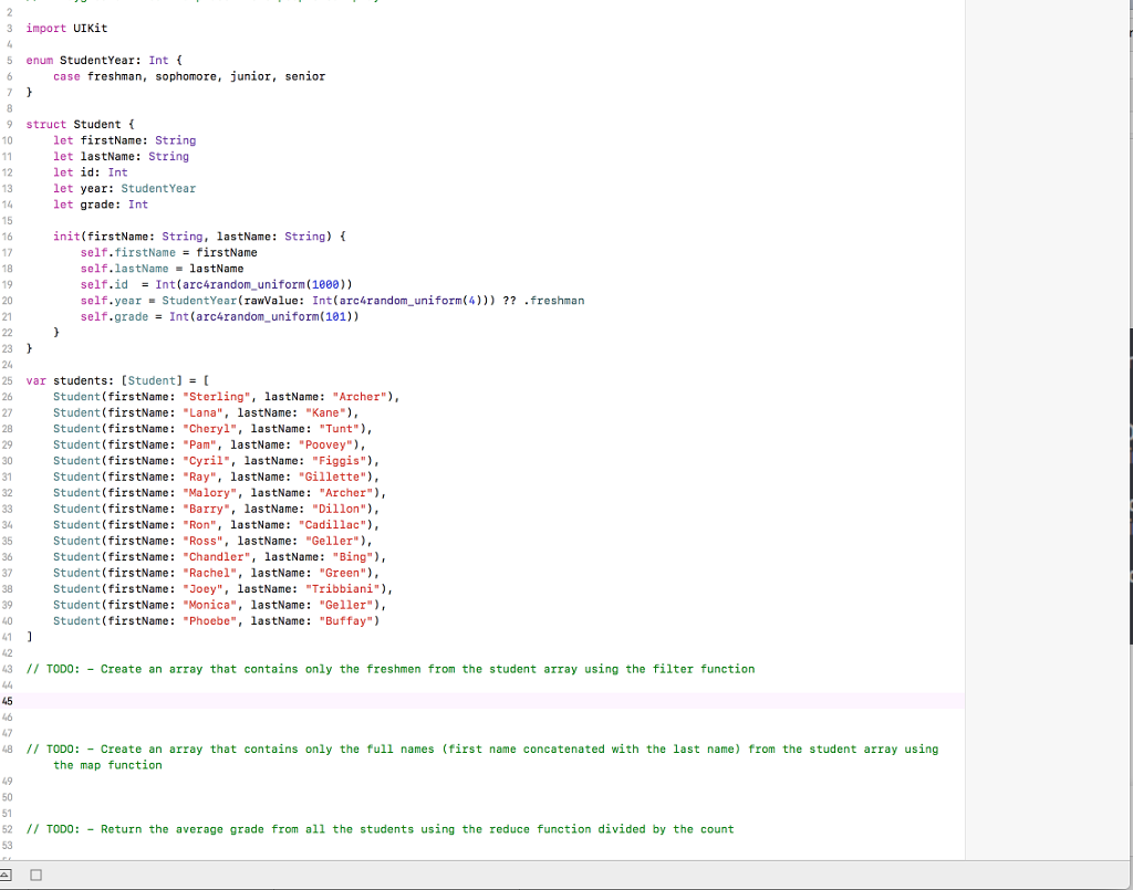 Solved Swift Xcode Can t Figure Out How To Filter Array And Chegg