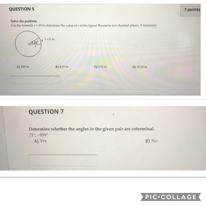 Solved QUESTION5 1 points Solve the problem. Use the formula | Chegg.com