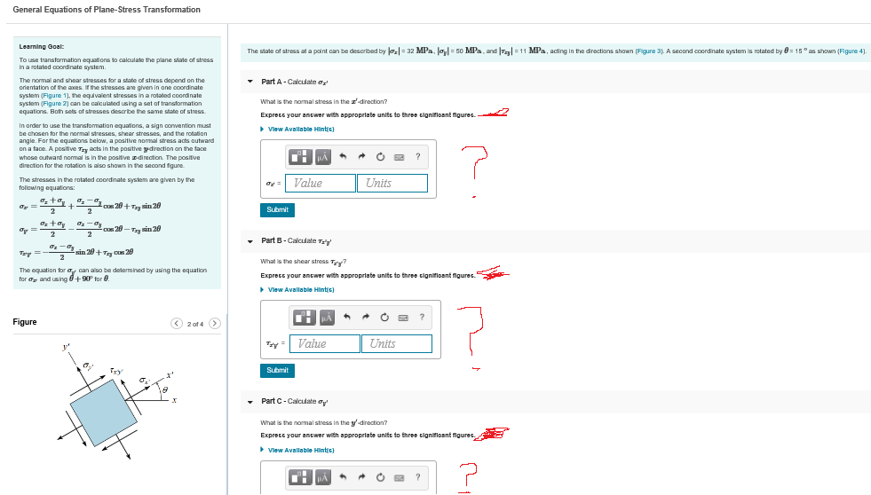Solved General Equations of Plane-Stress Transformation | Chegg.com