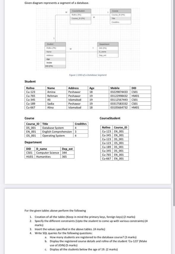 Solved Given diagram represents a segment of a database. C C | Chegg.com