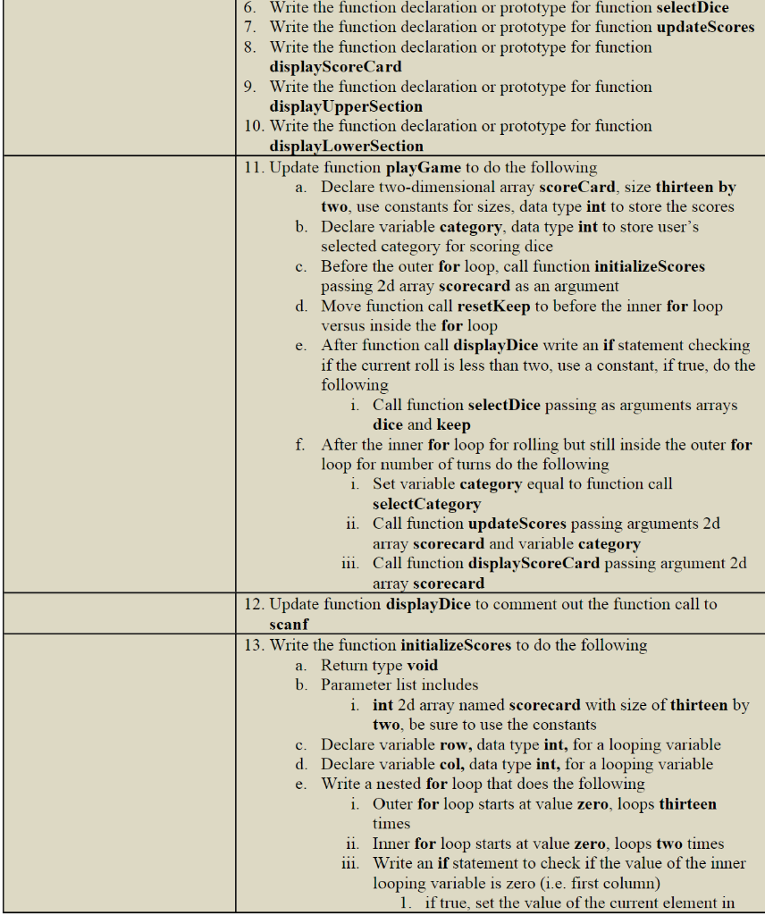 Activity yahtzee.c 1. Copy C source code file | Chegg.com